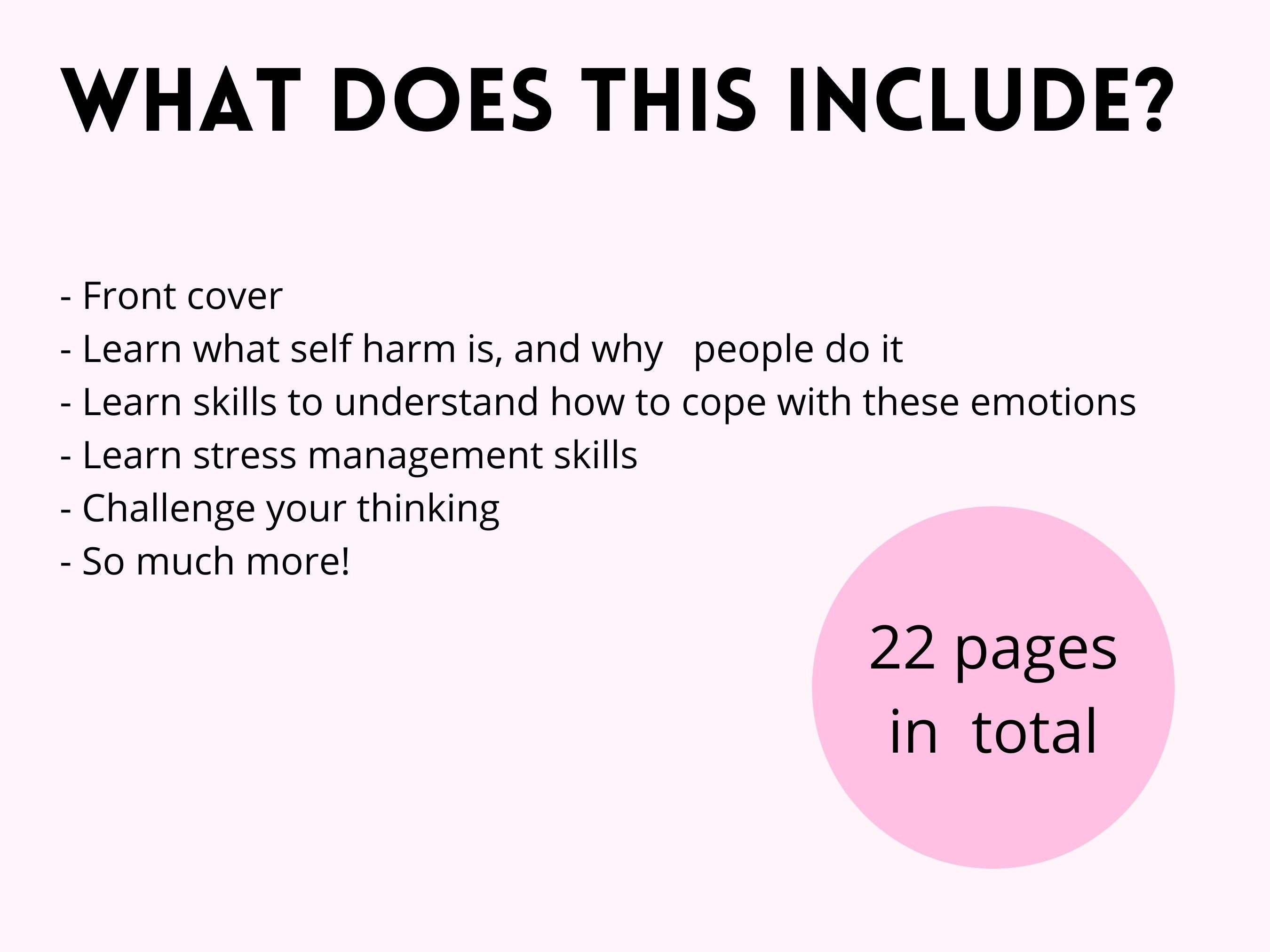 Self Harm Workbook: Self Harm Worksheet,self Harm Kit, Depression ...