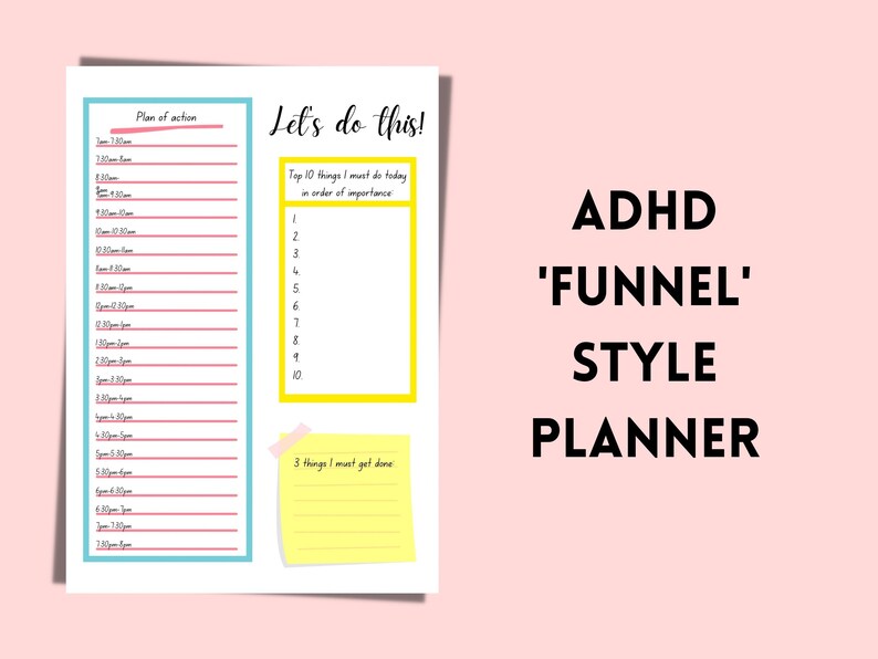 ADHD Funnel Planner: Daily Time Management (digital Download) - Etsy