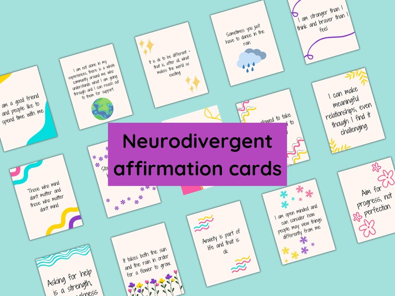 Neurodiversity Affirmation Cards | Autism & ADHD Self-care Printable ...