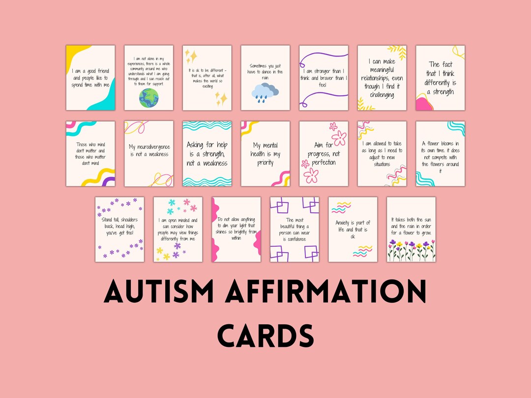 Autism Affirmation Cards: Autism Diagnosis, Neurodivergent, Anxiety ...