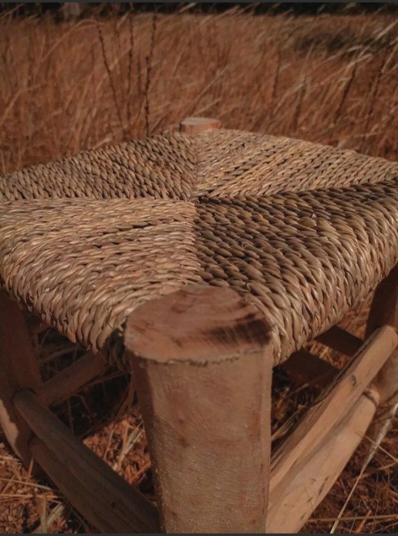 Set of 5 MOROCCAN BELDI STOOL in Wood and Handmade Doum - Etsy