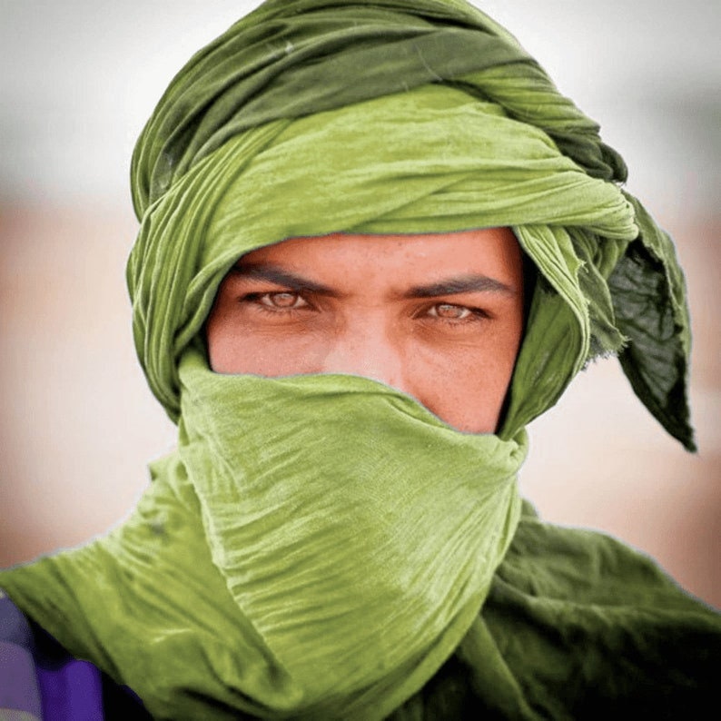 Indigo Touareg Turban: Unisex Sahara Berber Scarf, Hand-dyed Cotton - Etsy