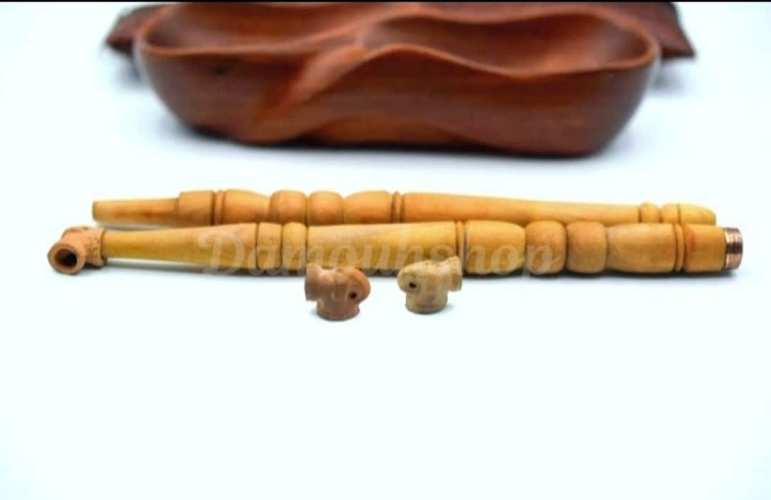 Set of 2 Moroccan Traditional Sebsi Pipes, Handmade Wooden Pipes ...