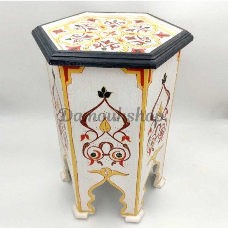 Moroccan Side Table Wooden Table Hand Painted Moroccan Furniture Living ...