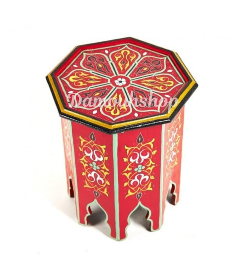 Moroccan Side Table Wooden Table Hand Painted Moroccan Furniture Living Room Bedroom Side Table ...