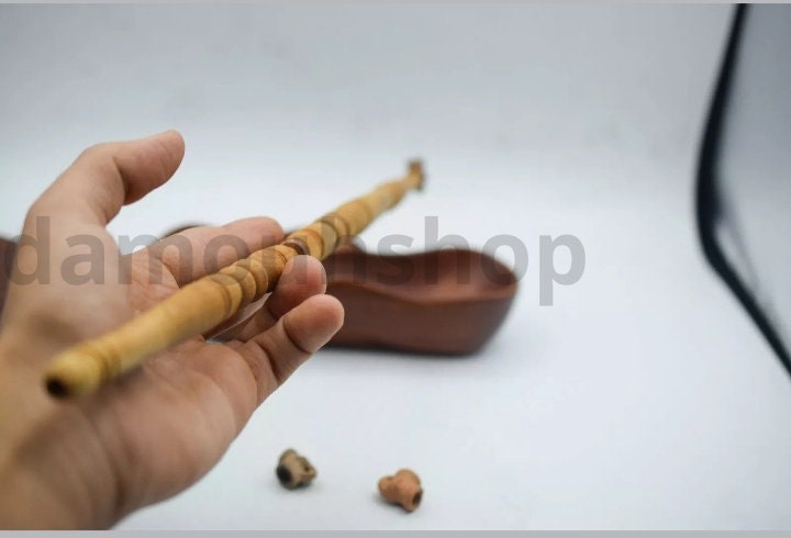 Handmade Moroccan Sebsi Pipes Set, Wooden Authentic Pipa With Leather ...