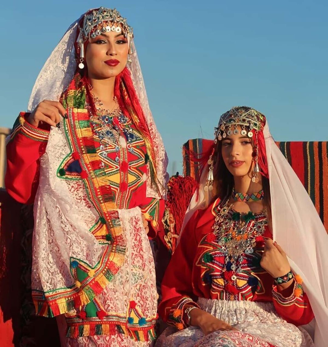 Amazigh Berber Women's Dress Set + Gift +handmade Berber Clothing, Traditional Moroccan Outfit ...