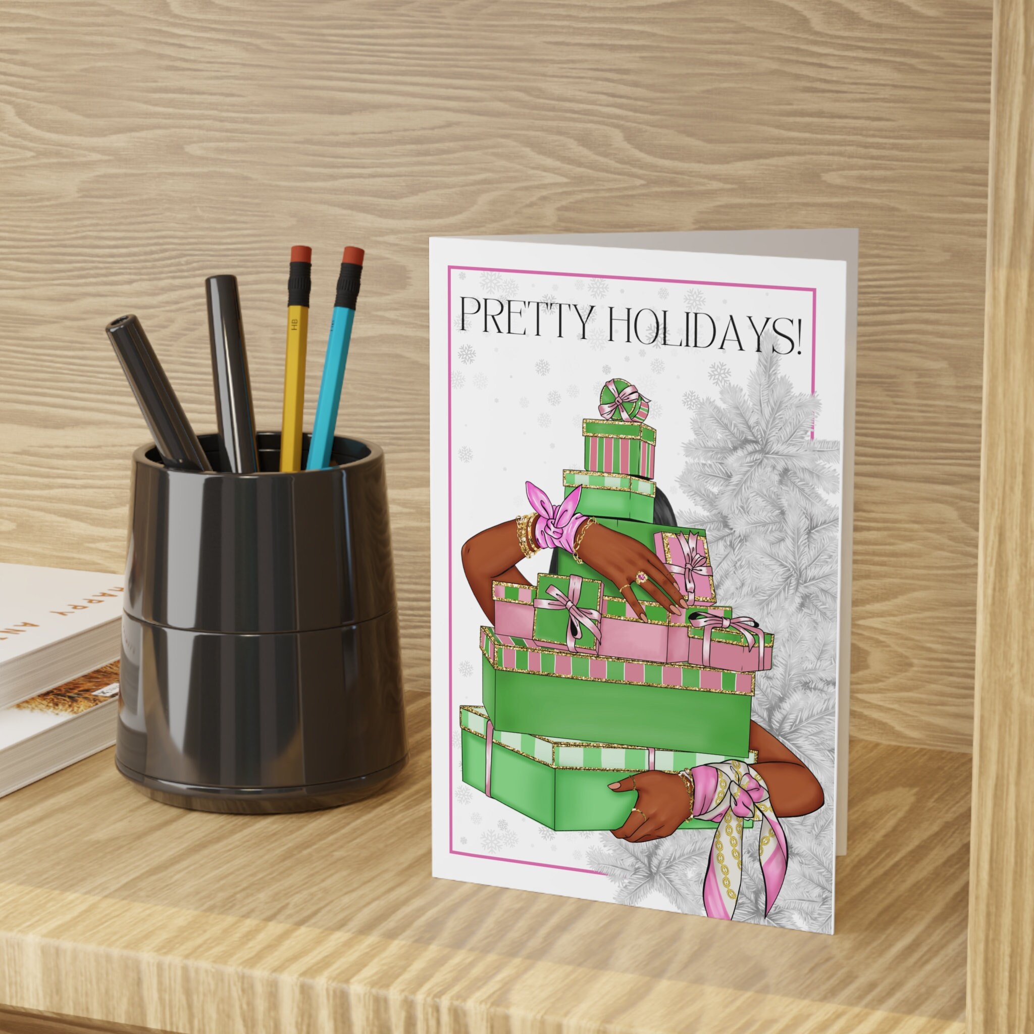 Pink and Green Greeting Cards 10-pcs, AKA Paraphernalia, Alpha Kappa Alpha Greeting Cards, Black ...