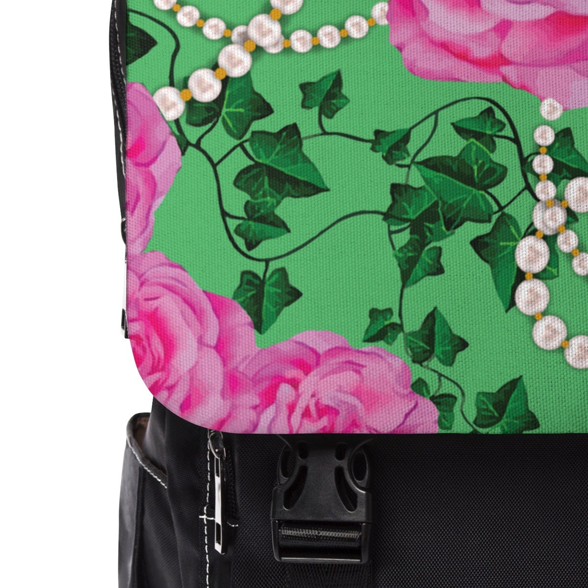 Pretty Girl Pink & Green Pearls Ivies and Roses Backpack / - Etsy