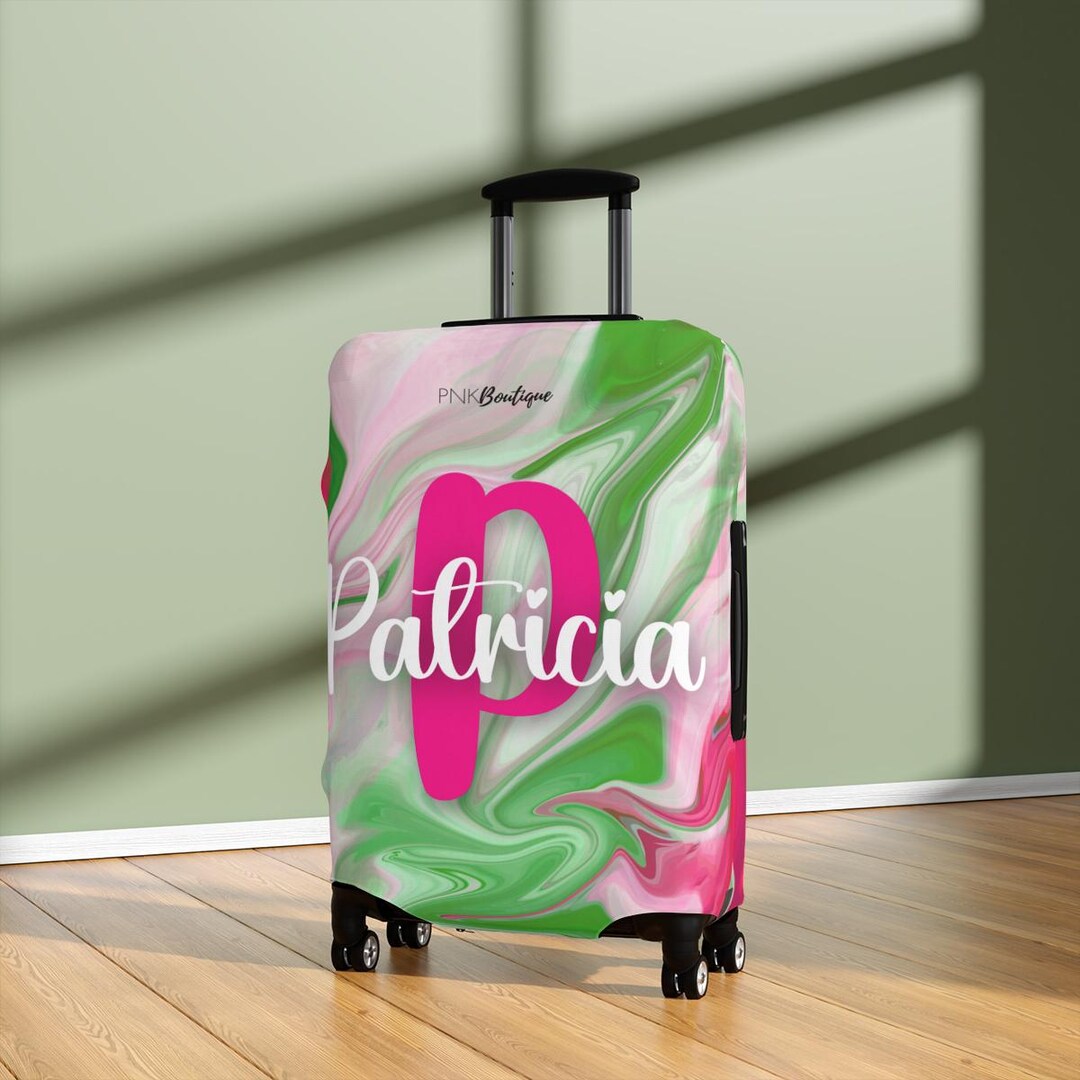 Custom Pink and Green Sorority Luggage Cover, Divine Nine Paraphernalia ...