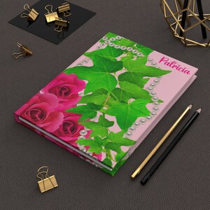 Custom Pink and Green Hardcover Journal Matte, Sorority Paraphernalia ...