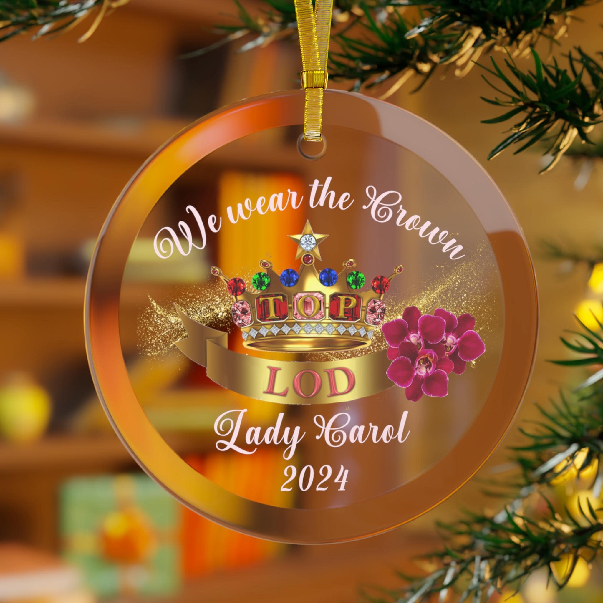 Custom Pink and Gold Top Ladies Glass Xmas Ornament, TLOD Paraphernalia ...