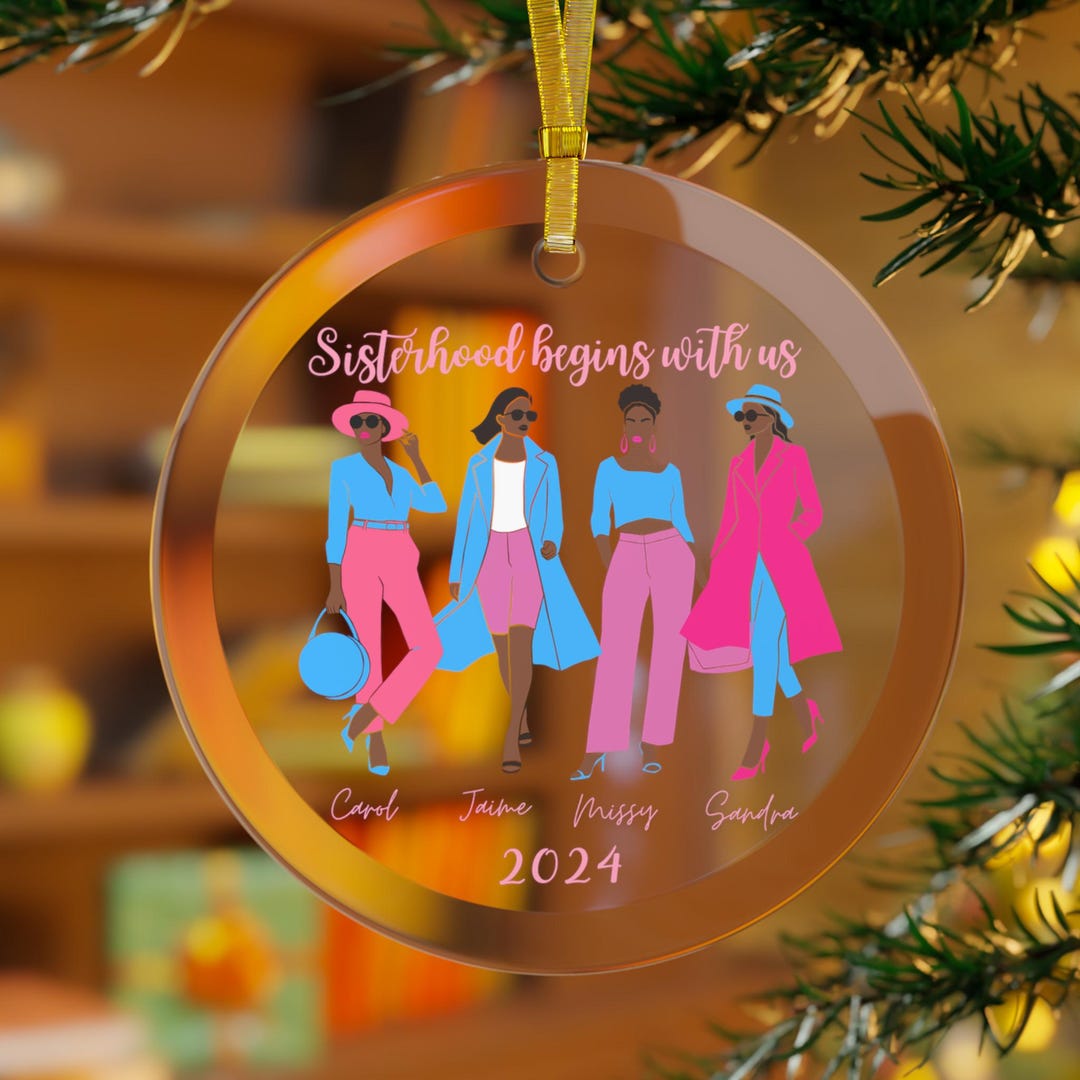 Custom Blue and Pink JJOA Glass Christmas Ornament, Sisterhood Xmas ...