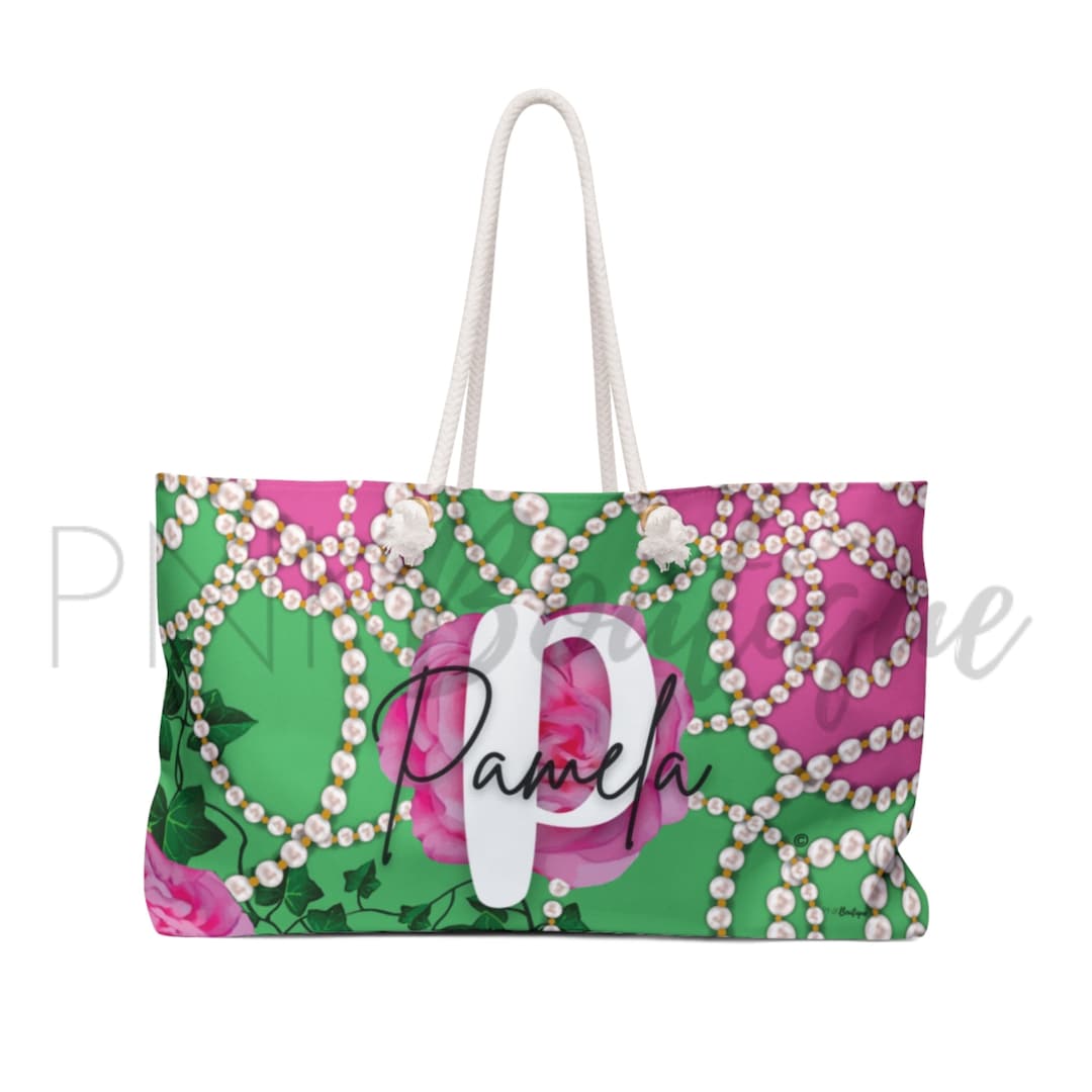 Pink and Green Monogram Weekender Bag, AKA Overnight Weekender Bag,aka ...