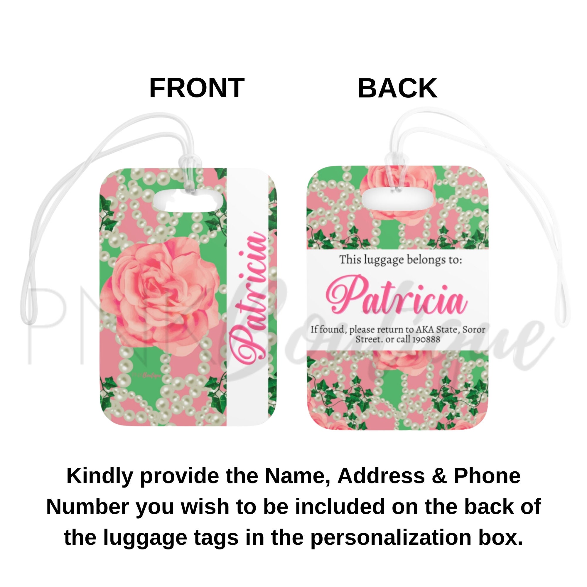 Pink and Green Alpha Kappa Alpha Luggage Tag AKA - Etsy