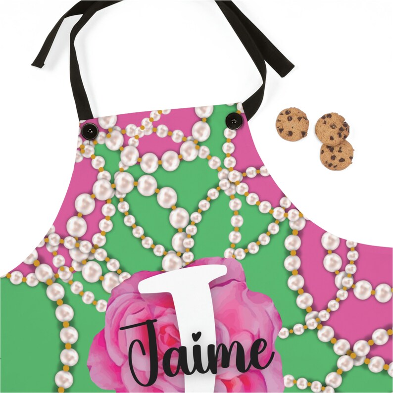 Pink and Green Signature Print Apron Alpha Kappa Alpha AKA - Etsy