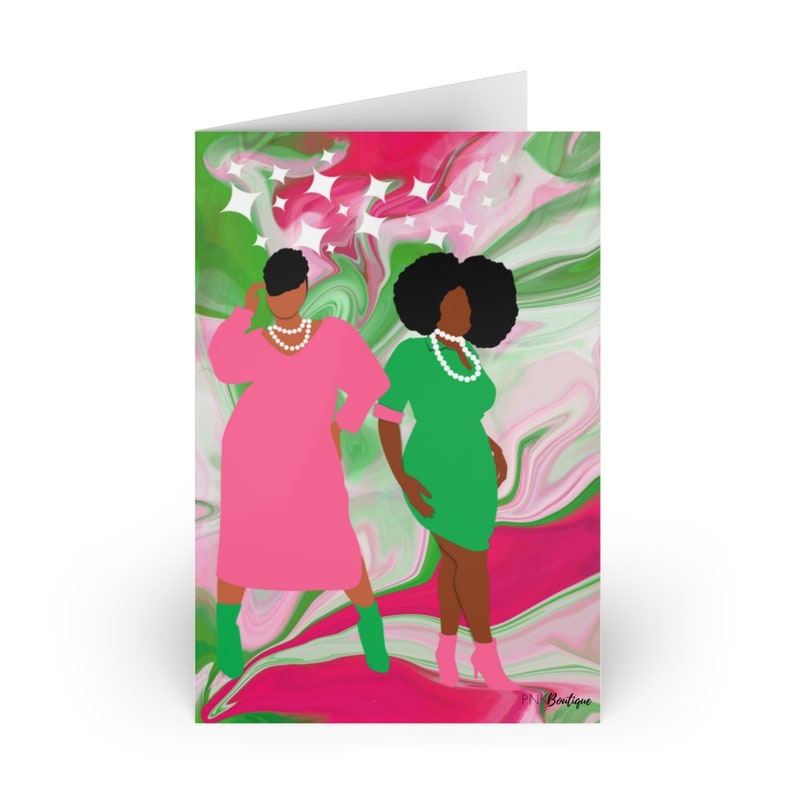 Alpha Kappa Alpha Pink and Green Sisters Greeting Cards AKA - Etsy
