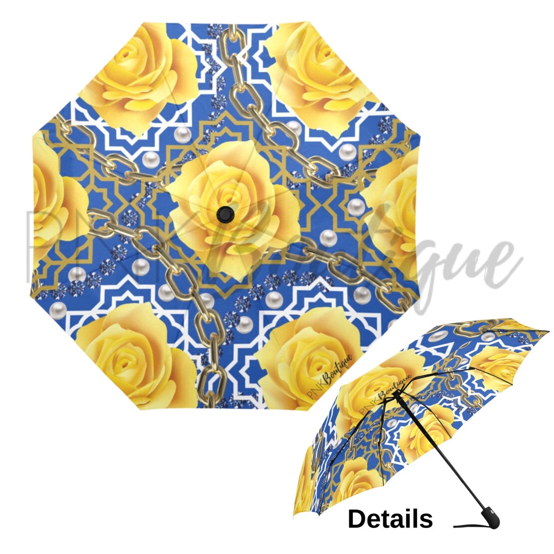 Blue and Gold Auto- Foldable Umbrella, Sorority Gifts, Automatic ...