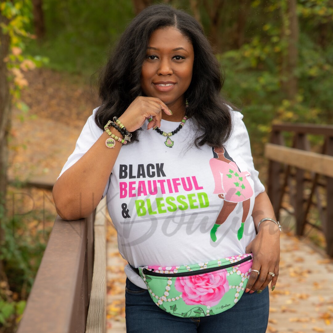 Black Blessed Beautiful T-shirt, Pink and Green, African American Shirts,black History Month ...