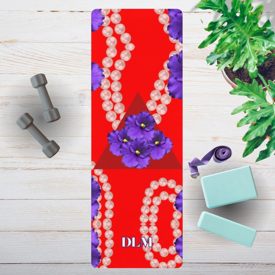 Personalized Red and White Rubber Yoga Mat, DST Paraphernalia, Delta ...