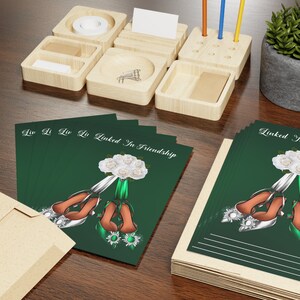 The Links Inc Greeting Cards 10-pcs, Green and White Note Cards, Links ...