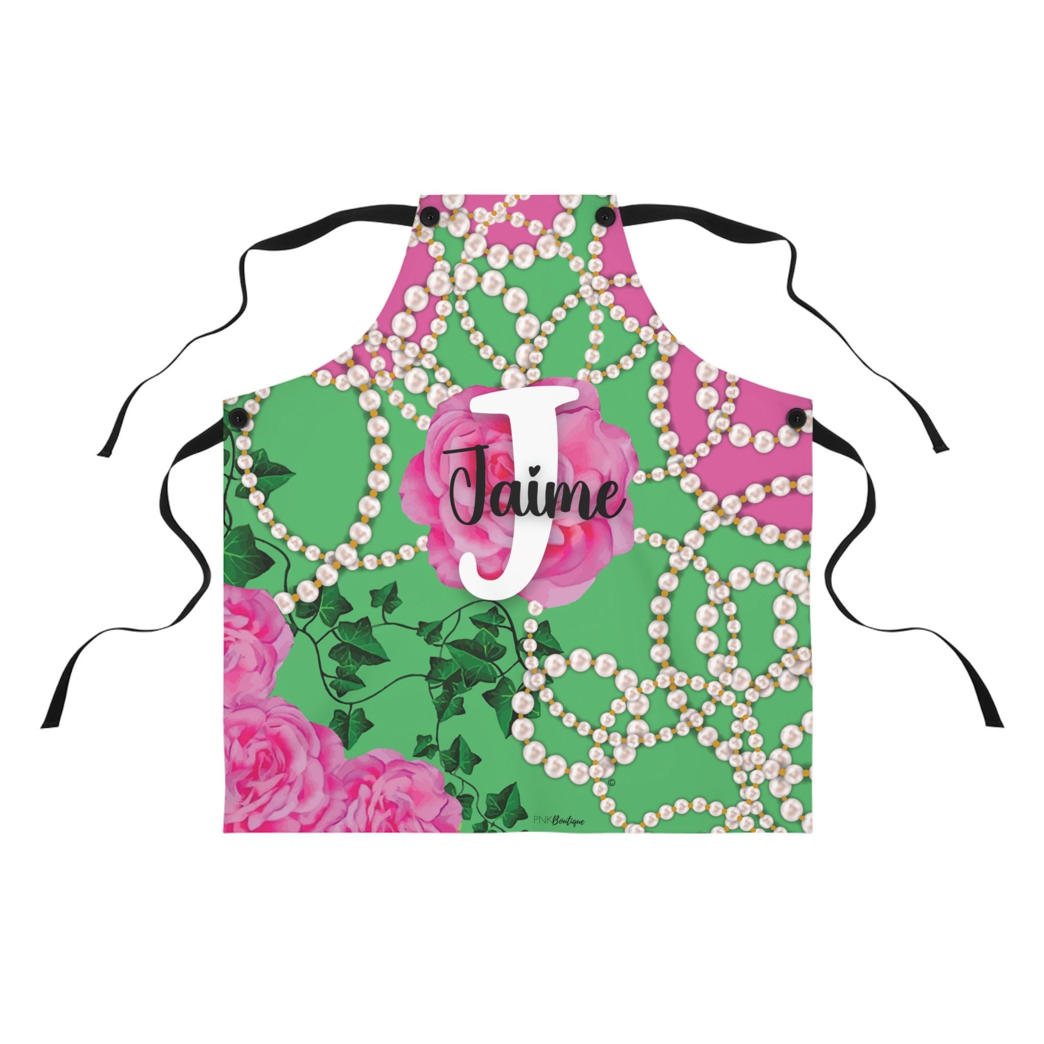 Pink and Green Signature Print Apron Alpha Kappa Alpha AKA - Etsy