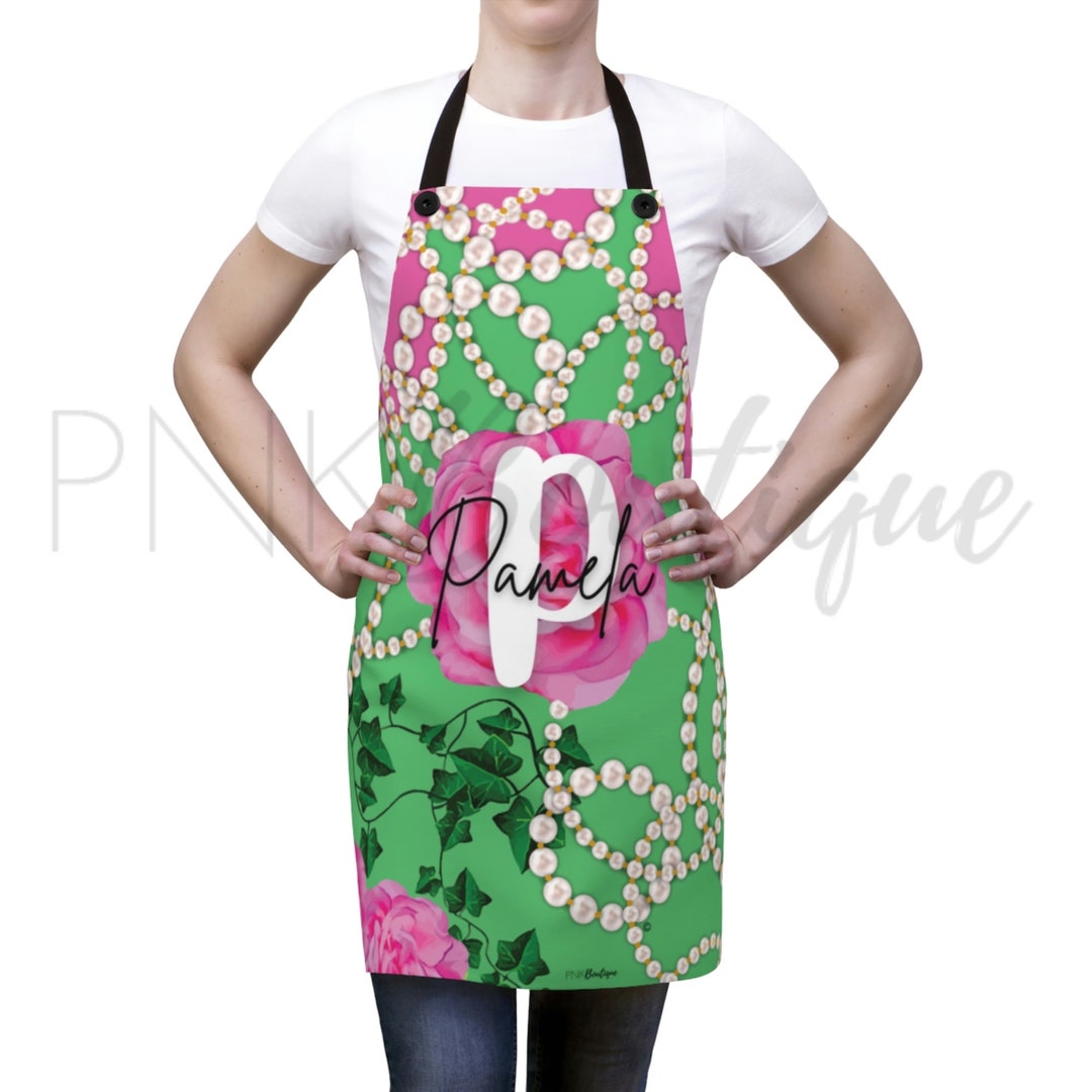 Pink and Green Signature Print Apron, Alpha Kappa Alpha, AKA ...