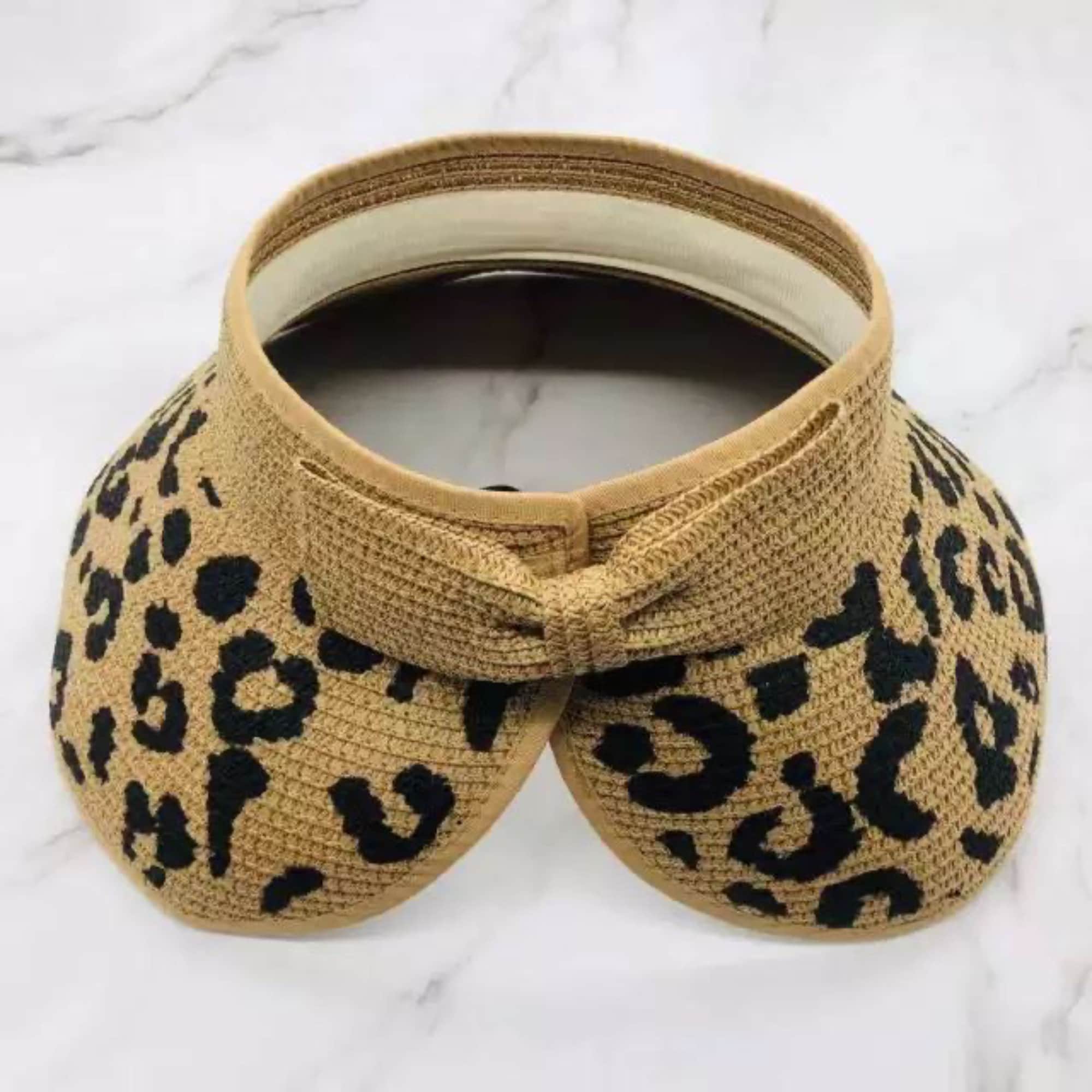 Foldable Wide Brim Leopard Bow Straw Hat // Rollable Summer - Etsy