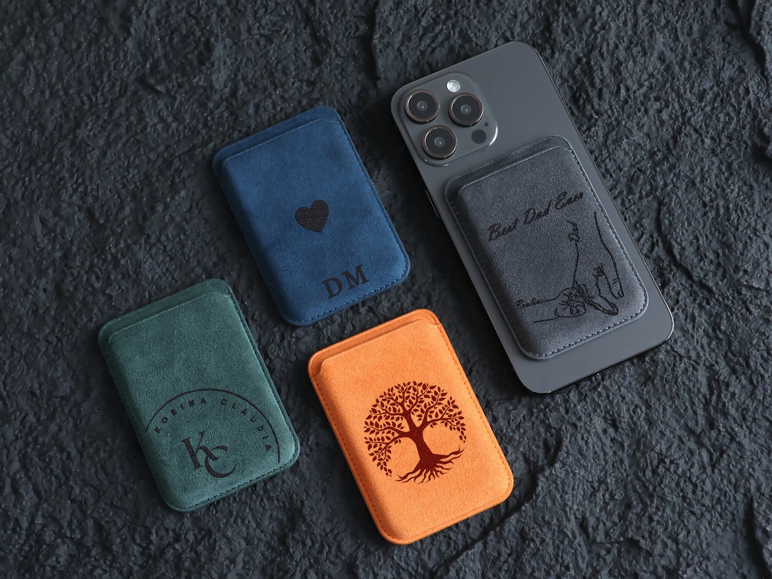 Alcantara Magsafe Card Holder for Phone, Can Be Customized Logo/text ...