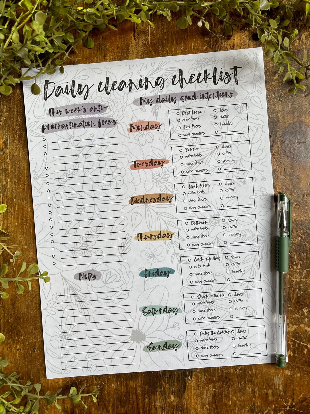 Whole House Cleaning Routine Checklist Printable Bundle - Etsy