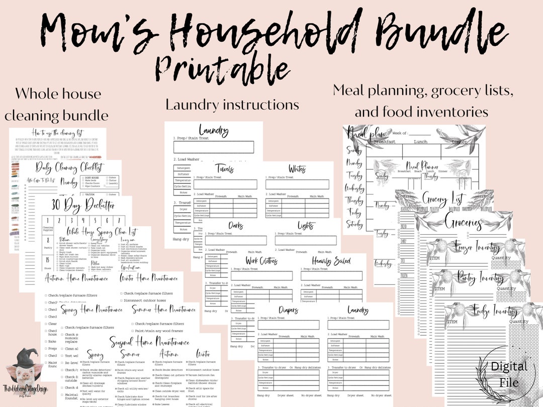 Whole House Cleaning, Laundry Instructions, and Meal Planning Bundle ...