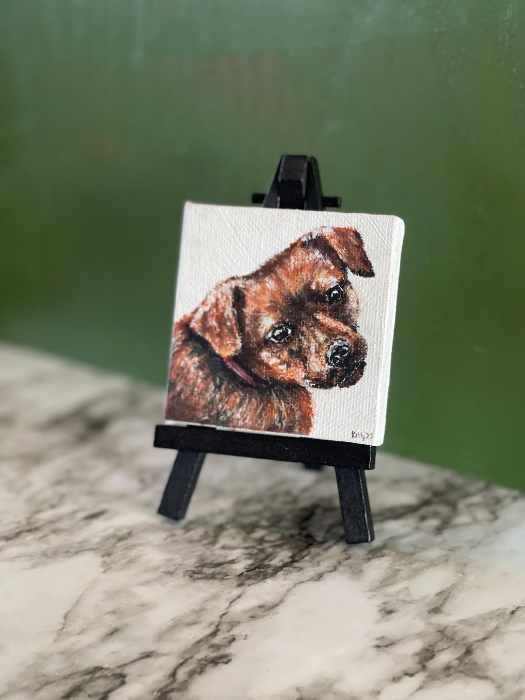 Mini Custom Pet Portrait | Hand-painted 3x3 Canvas Art With Easel - Etsy