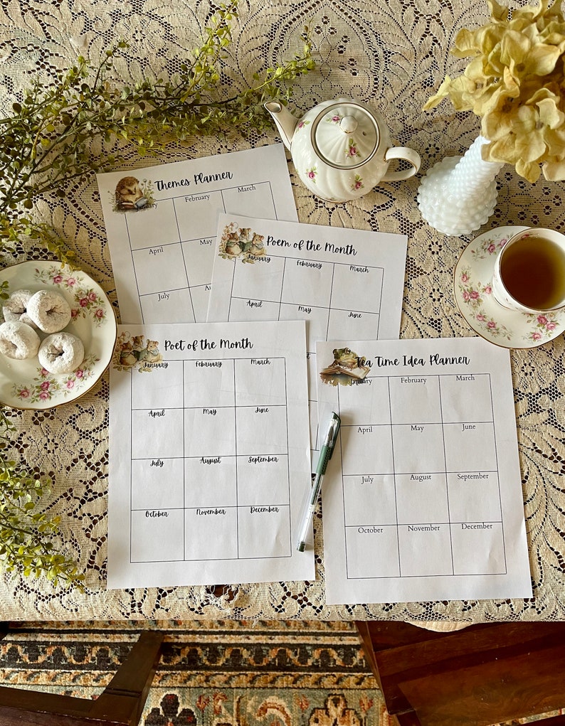 Poetry Tea Time Printable Planner | Activity Cards and Flash Cards - Etsy