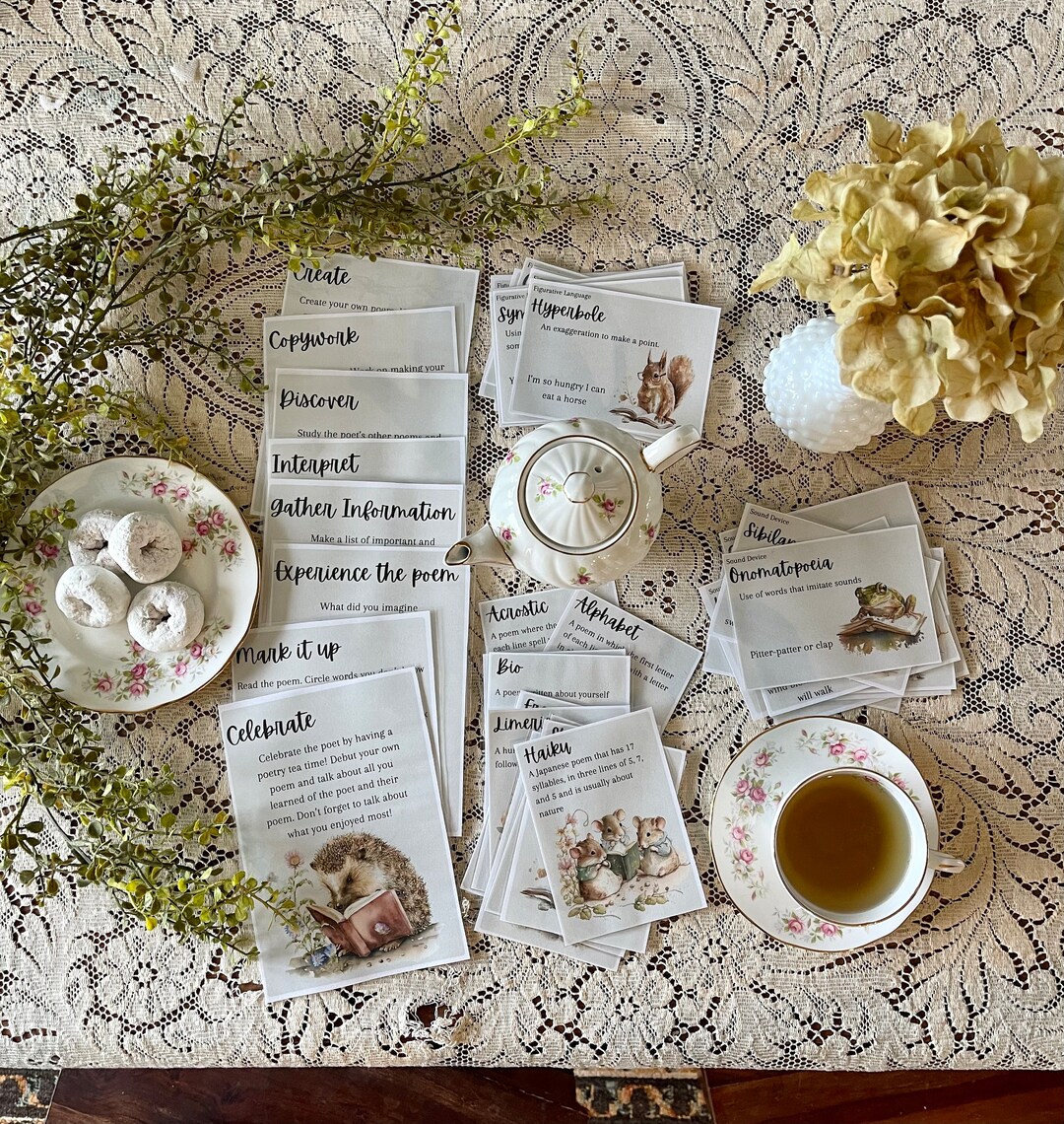 Poetry Tea Time Printable Planner | Activity Cards and Flash Cards - Etsy