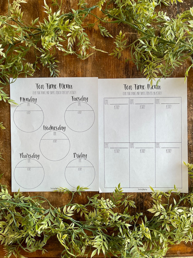 Homeschool Tea Time Menu Planning Bundle Printable | Difital Download ...
