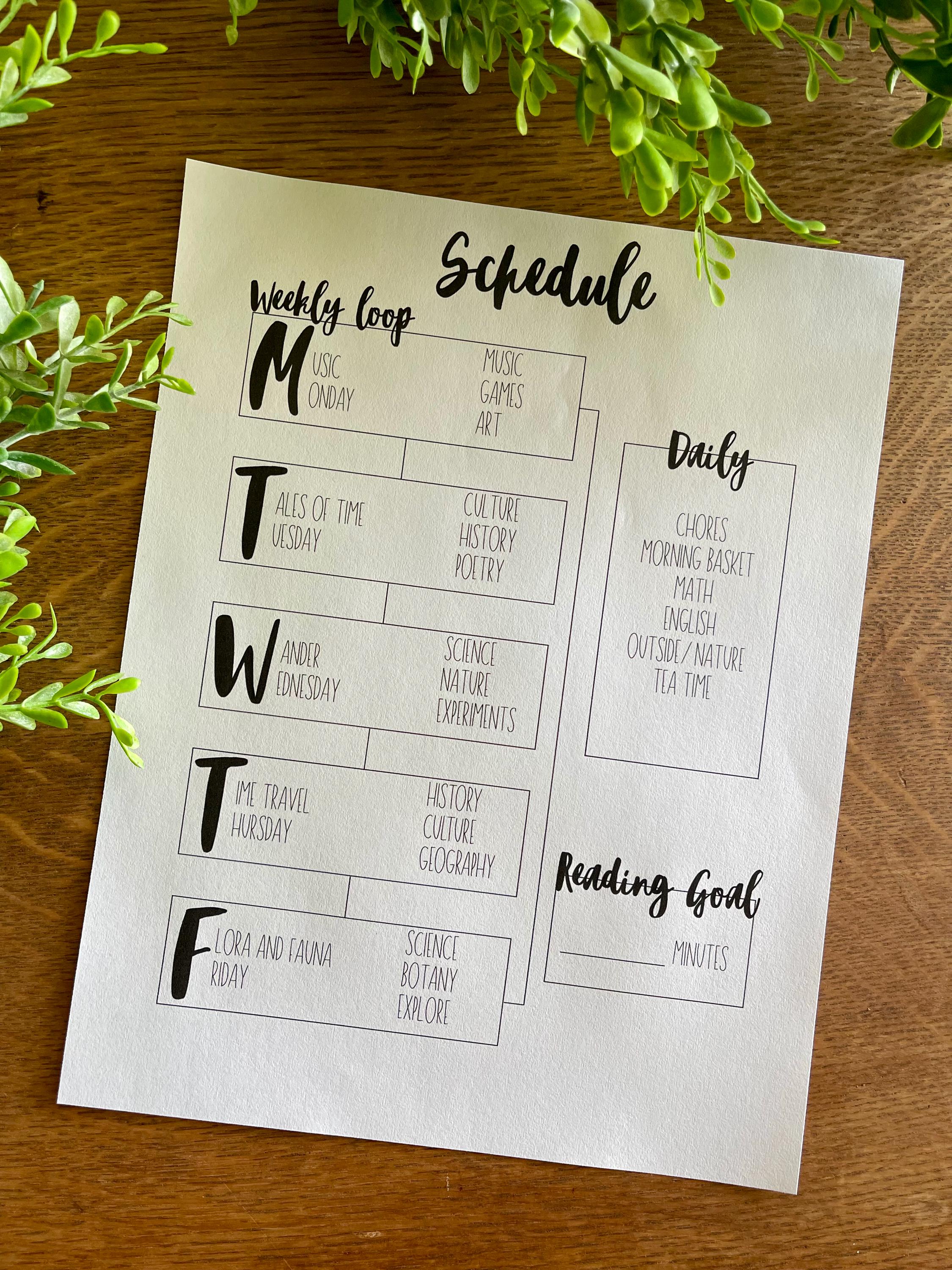 Homeschool Loop Schedule Printable | Editable Daily Planner (digital ...