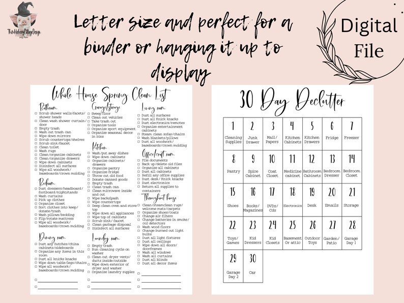 Whole House Cleaning, Laundry Instructions, and Meal Planning Bundle ...