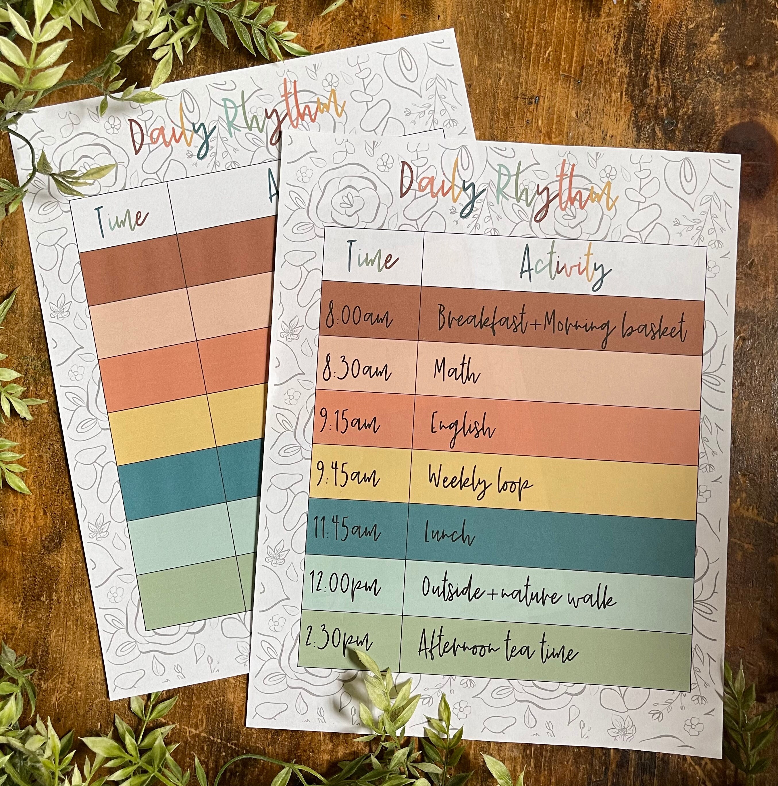 Homeschool Daily Rhythm Schedule Digital Download Boho Homeschool ...