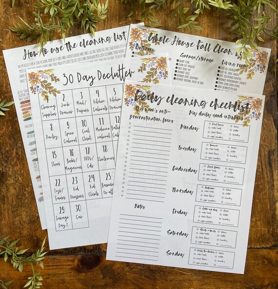 Whole House Fall Cleaning Checklist Bundle Daily Weekly - Etsy
