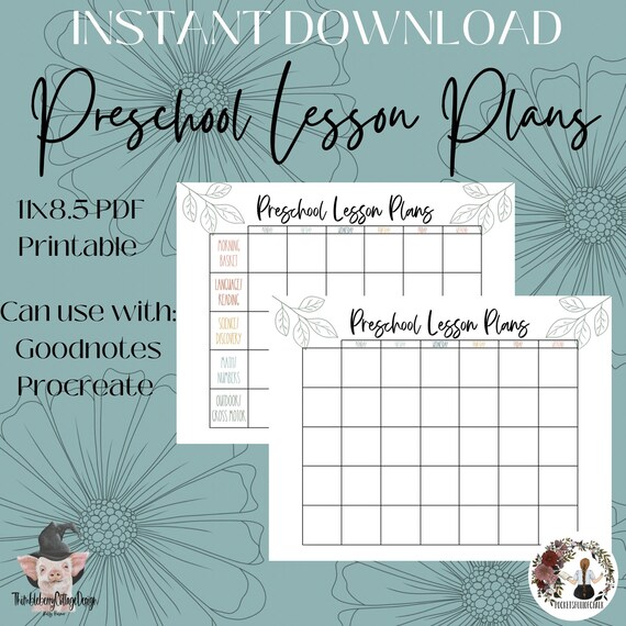 Preschool Lesson Plan Instant Download - Etsy