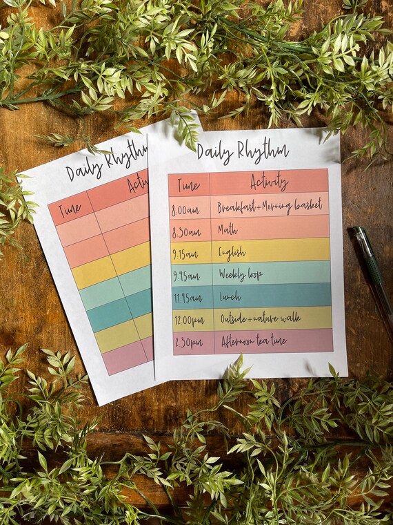 Rainbow Homeschool Daily Rhythm Schedule Printable Digital - Etsy