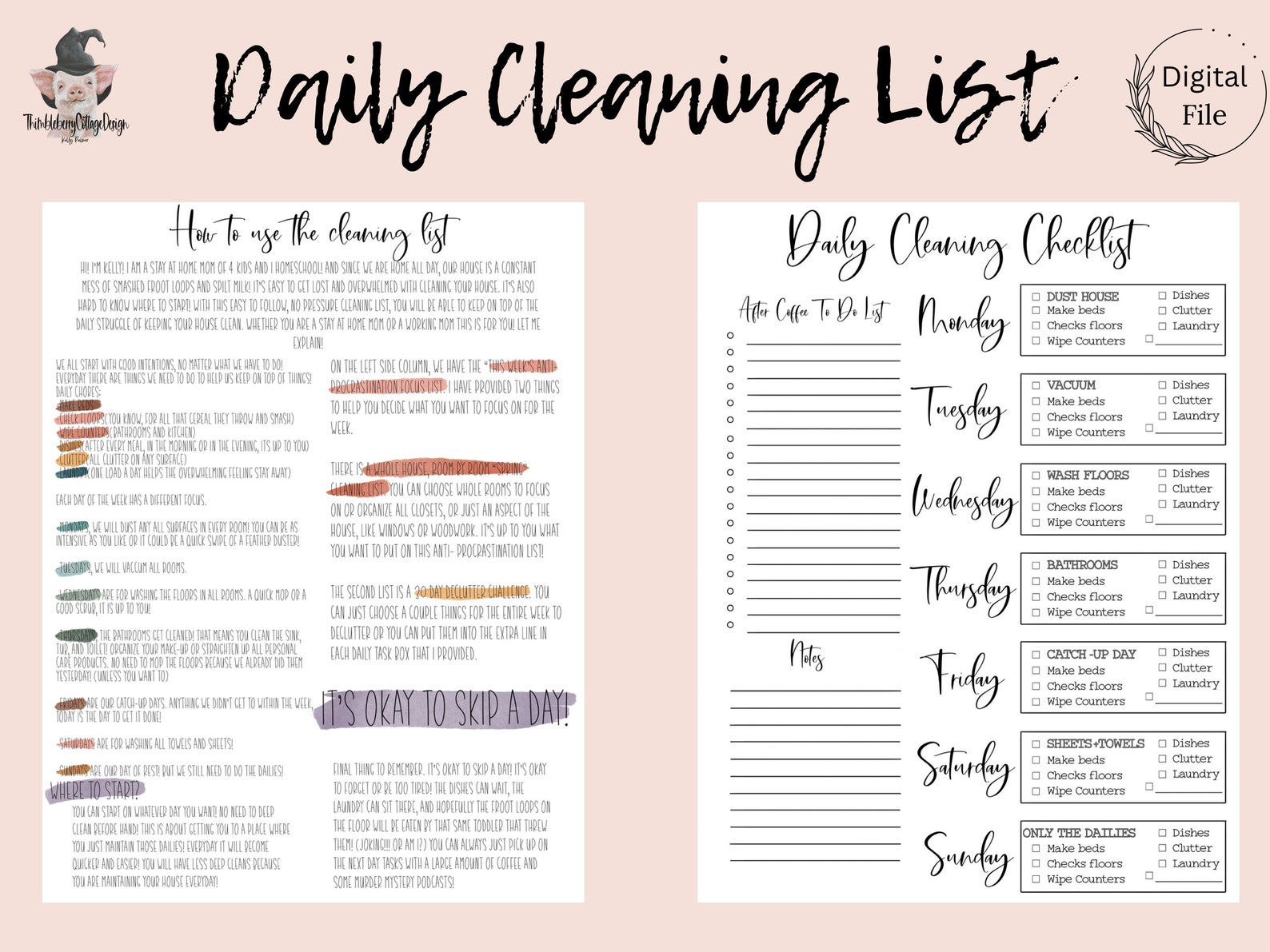 Whole House Cleaning, Laundry Instructions, and Meal Planning Bundle ...