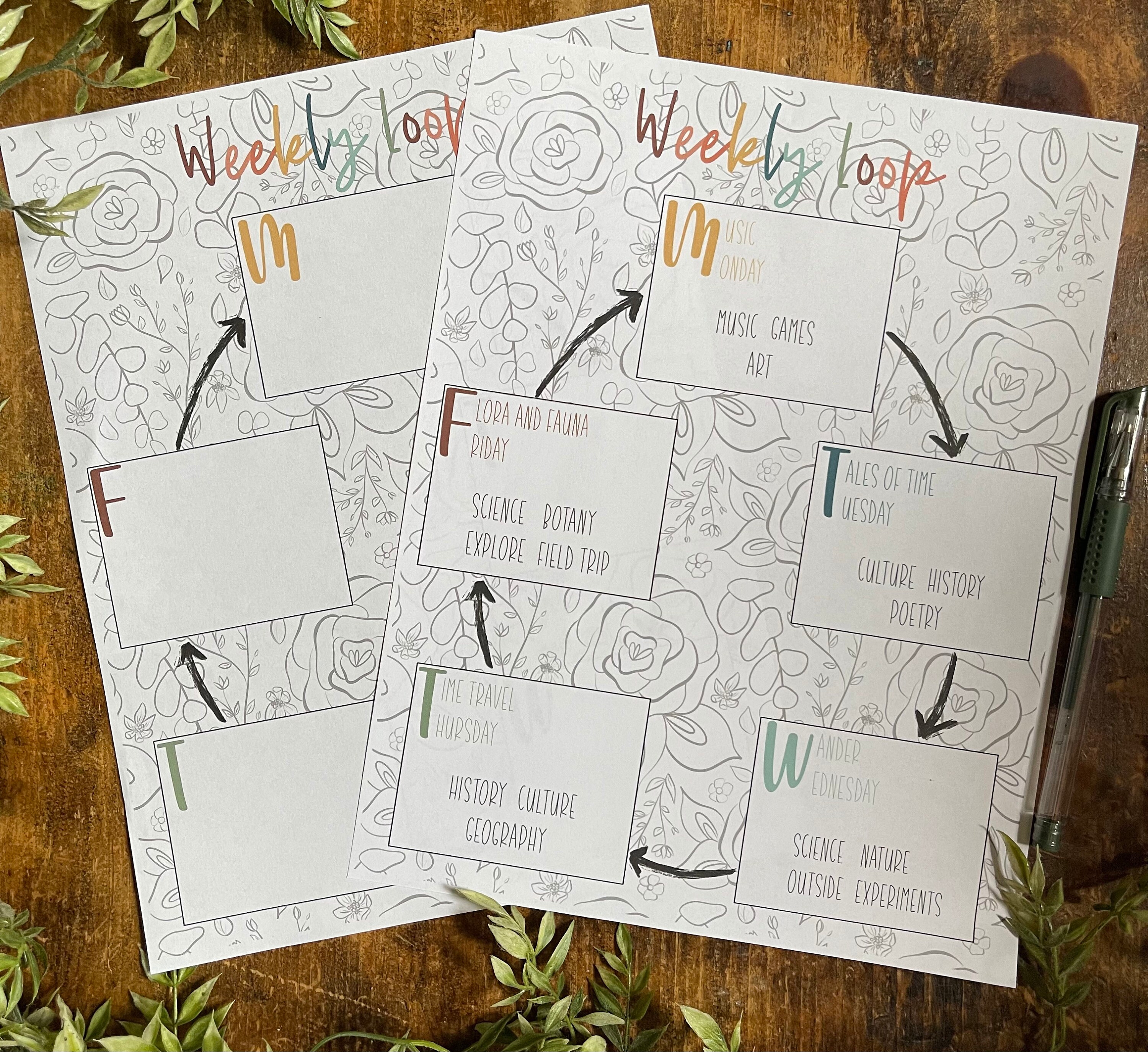 Homeschool Loop Schedule Planner | Daily Rhythm | Block Schedule ...