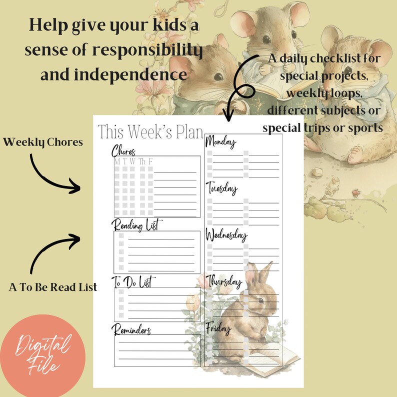 Homeschool Weekly Plan Printable | Student Checklist | Chore List and ...