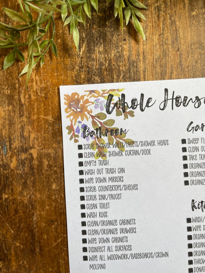 Whole House Fall Cleaning Checklist Bundle Daily Weekly - Etsy
