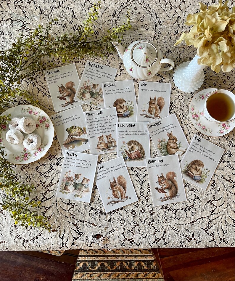 Poetry Tea Time Printable Planner | Activity Cards and Flash Cards - Etsy
