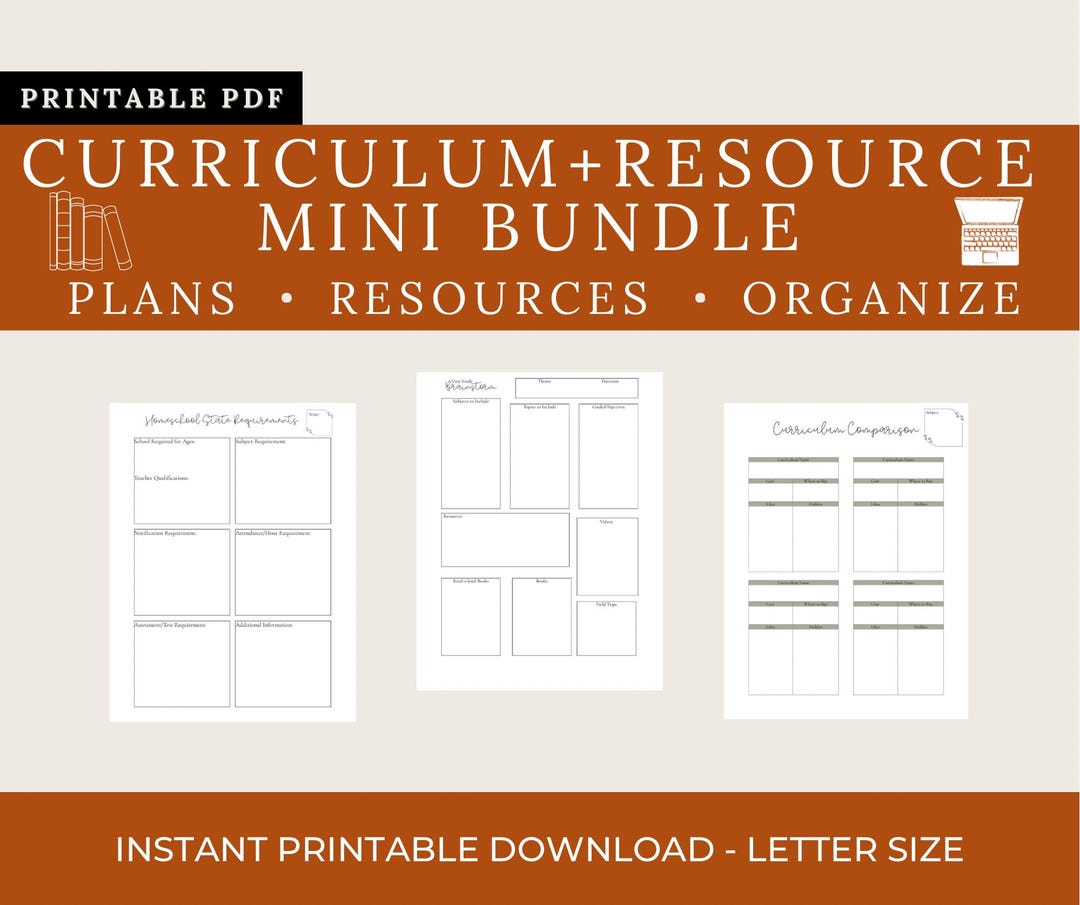 Homeschool Curriculum Organizer Printable | Curriculum Lists, Resource ...