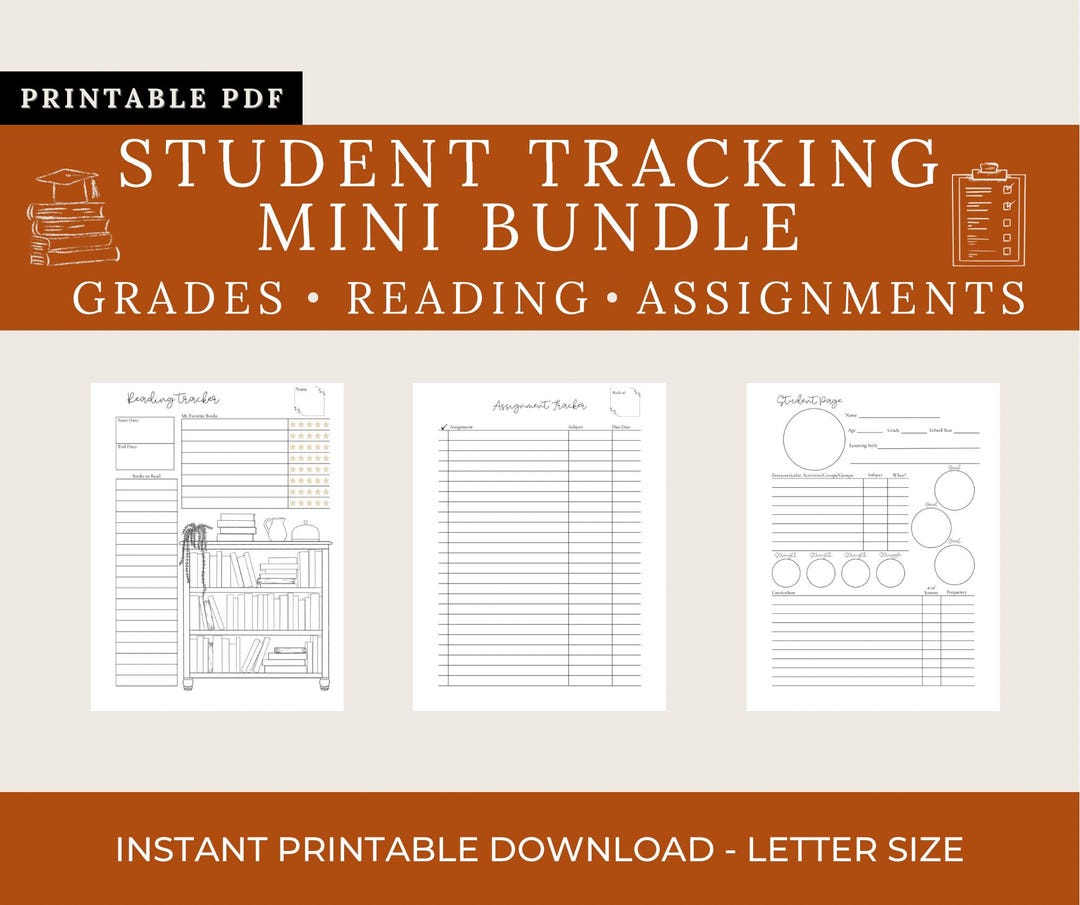 Homeschool Student Tracker Printable Bundle | Assignments, Grades ...
