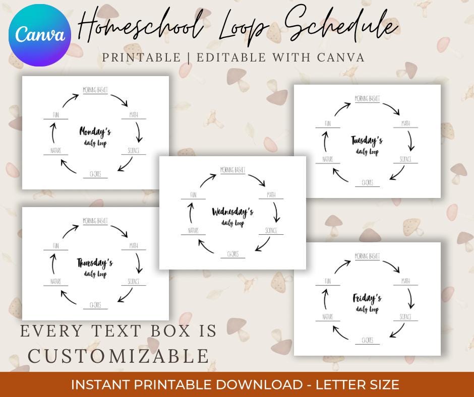 Homeschool Loop Schedule Printable | Editable Daily Planner (digital ...