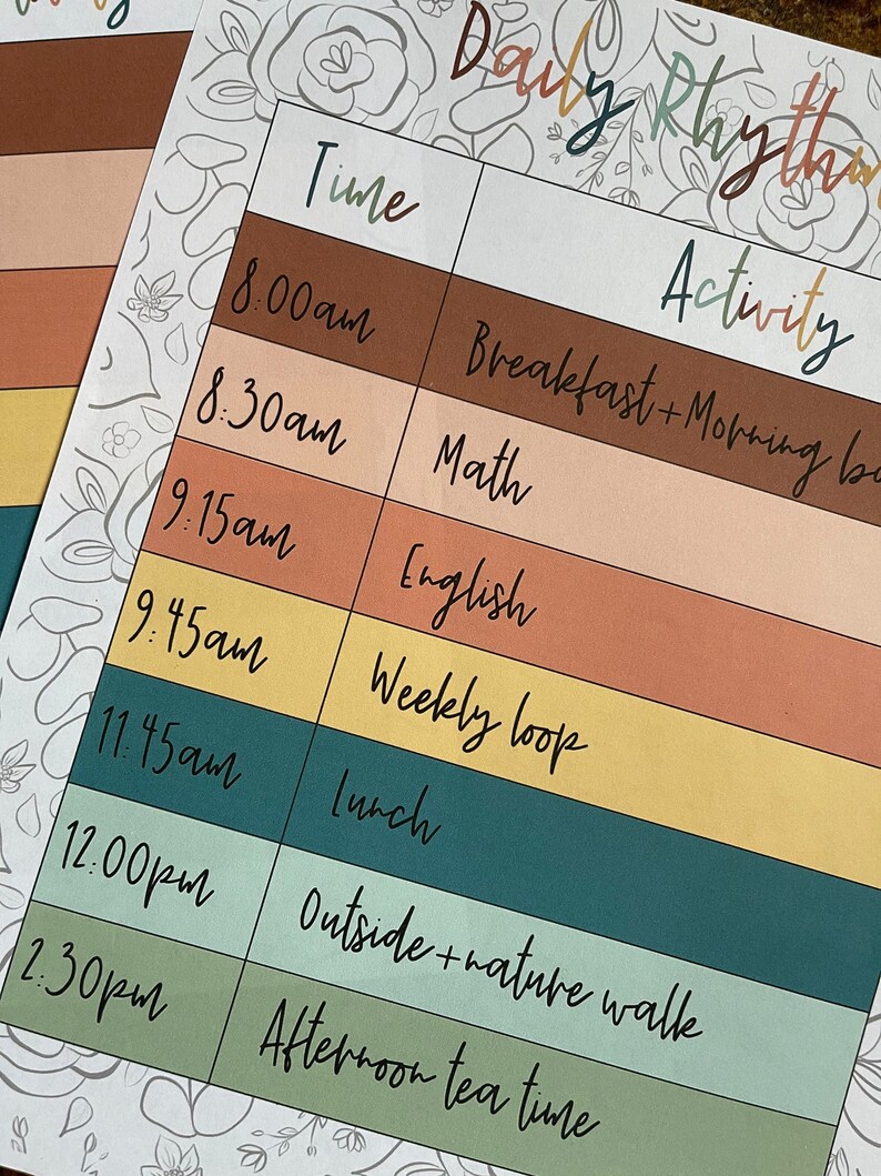 Homeschool Daily Rhythm Schedule Digital Download Boho - Etsy